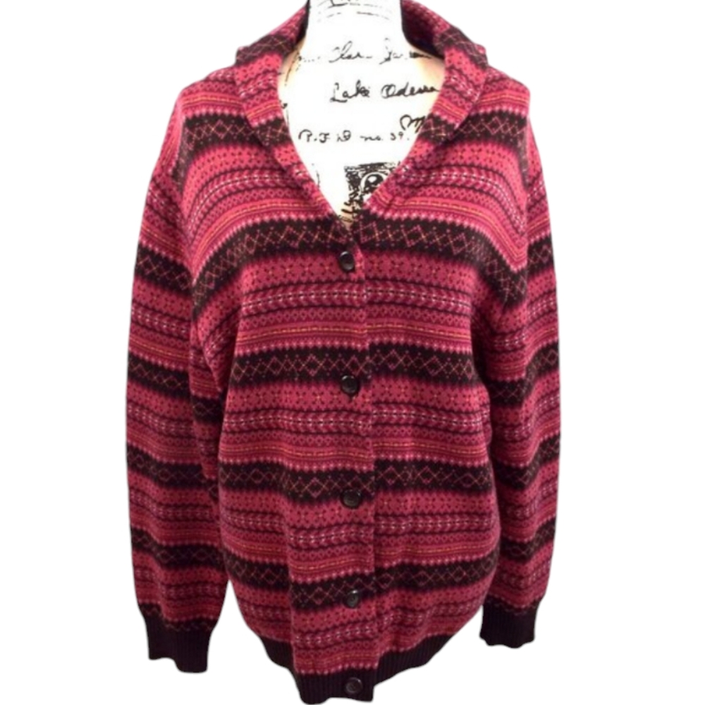 Vintage Pendleton 100% Merino Wool Fair Isle Button-U… - Gem